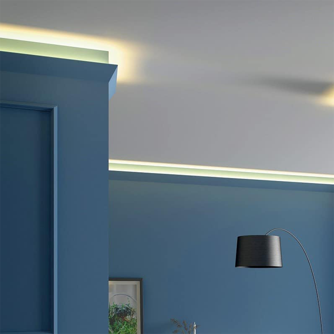 Cornisa decorativa tavan polimer dur Wallstyl IL4 60x36x2000 – PROFLUX.RO